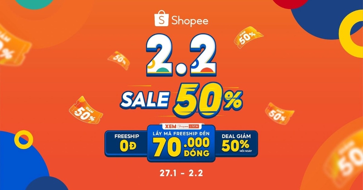 Sự kiện "2.2 Sale 50%" nhiều ưu đãi trên Shopee | Báo Dân trí